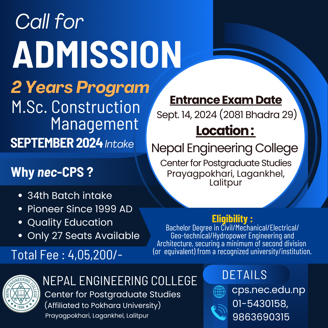 नेकले एमएस्सी कन्स्ट्रक्सन म्यानेजमेन्टमा भर्ना खोल्यो